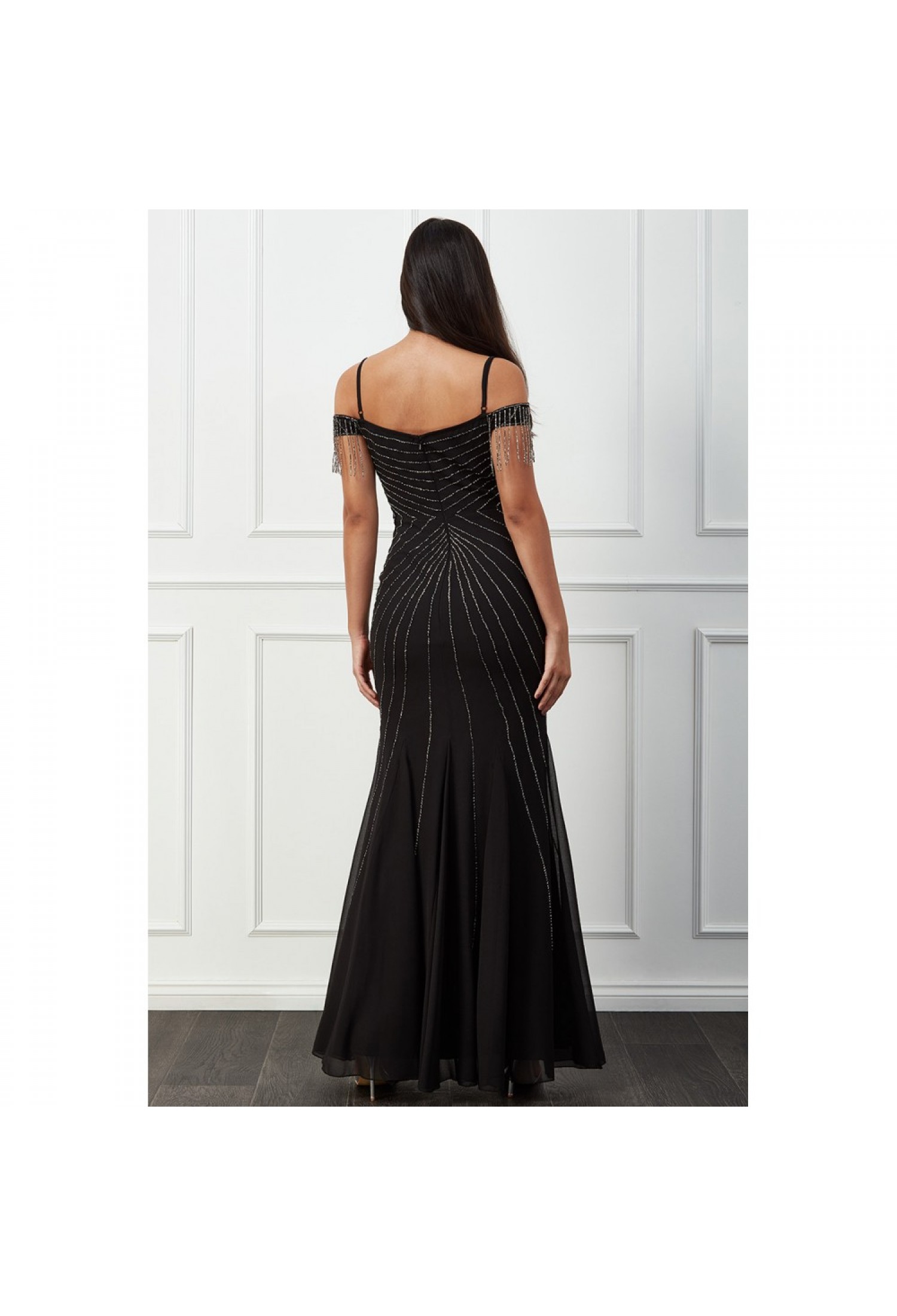 Φορεμα για γαμο κεντημενο στο χερι - Fs-0106-blk-grn